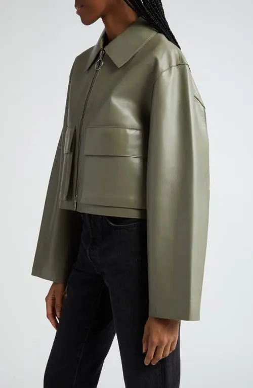 STAND STUDIO Gretel Boxy Crop Lambskin Leather Jacket
