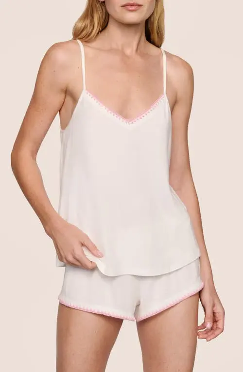 Eberjey Frida Camisole & Shorts Pajamas - Ivory/pink Nectar