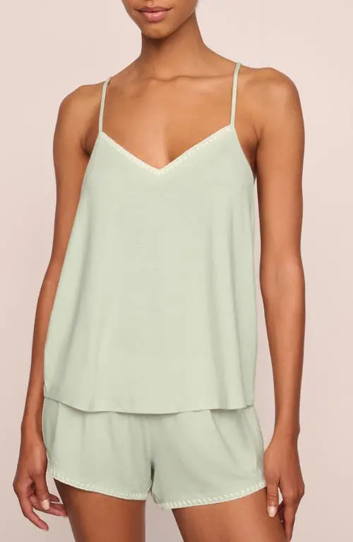 Eberjey Frida Camisole & Shorts Pajamas - Mint Cream/ivory