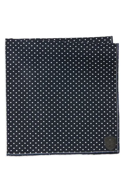 CLIFTON WILSON Polka Dot Cotton Pocket Square - Navy