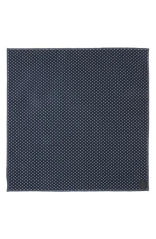 CLIFTON WILSON Polka Dot Cotton Pocket Square - Navy