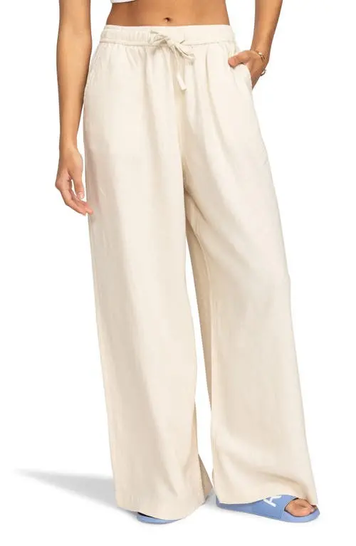 Roxy Wide Leg Linen Blend Drawstring Pants