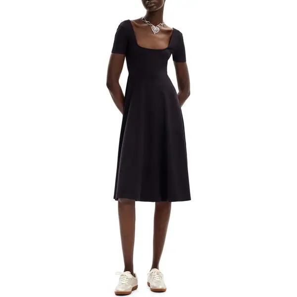 Desigual Short Sleeve Scoop Neck Midi Dress