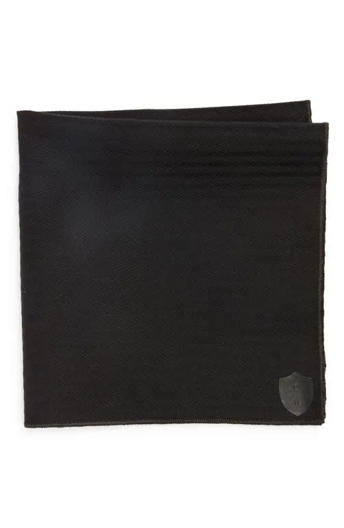 CLIFTON WILSON Herringbone Cotton Pocket Square - Black