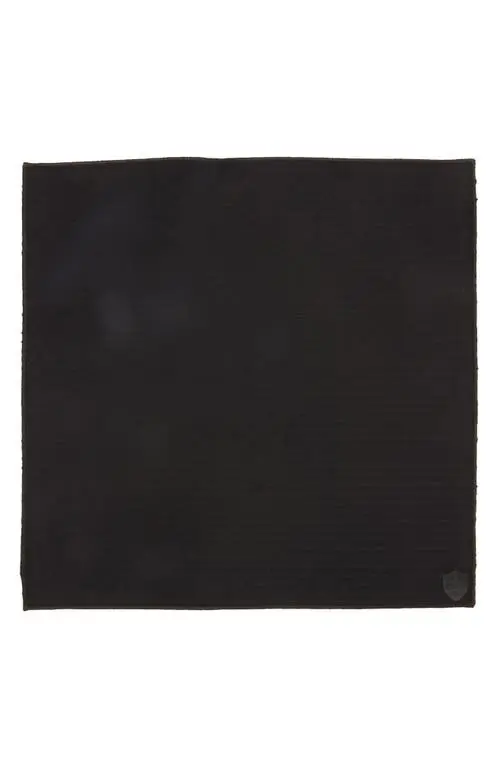 CLIFTON WILSON Herringbone Cotton Pocket Square - Black