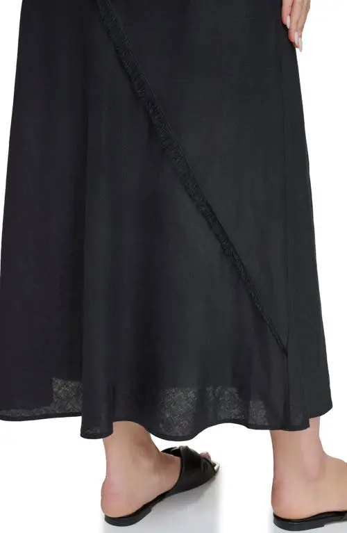 Dkny Linen Midi Skirt - Black