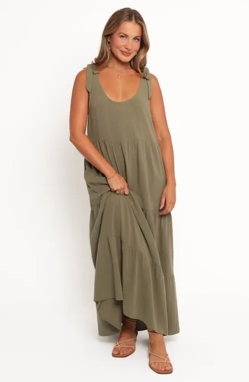 Petal & Pup Marcy Linen Midi Dress In Olive - 25% Off | Editorialist