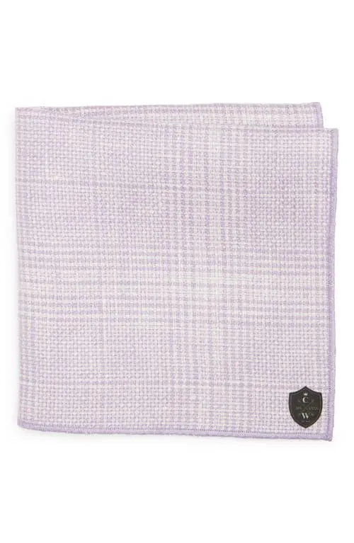 CLIFTON WILSON Plaid Linen Pocket Square - Lavender