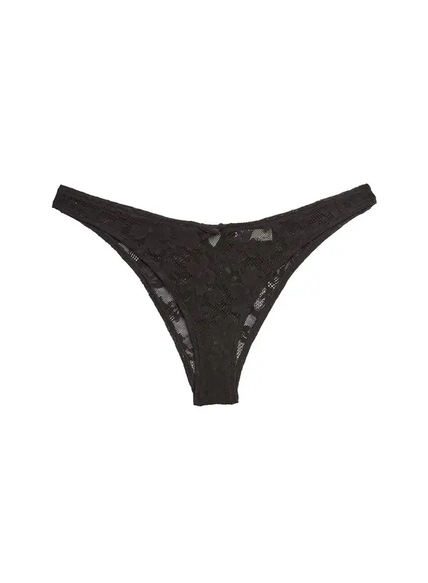 Fleur Du Mal Le Stretch Lace Cheeky - Black