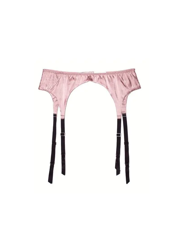 Fleur Du Mal Top Stitch Garter Belt - Rose Pink