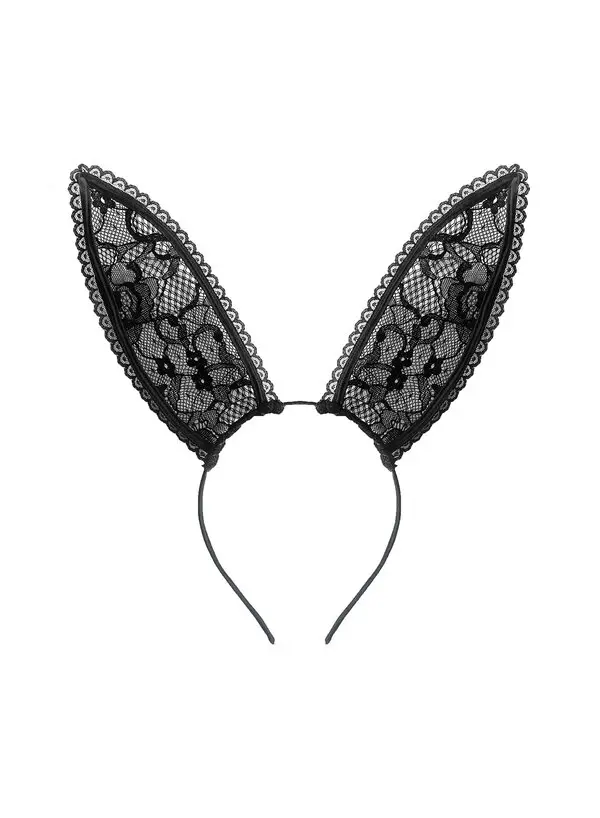 FLEUR DU MAL Lace Bunny Ears Headband - Black