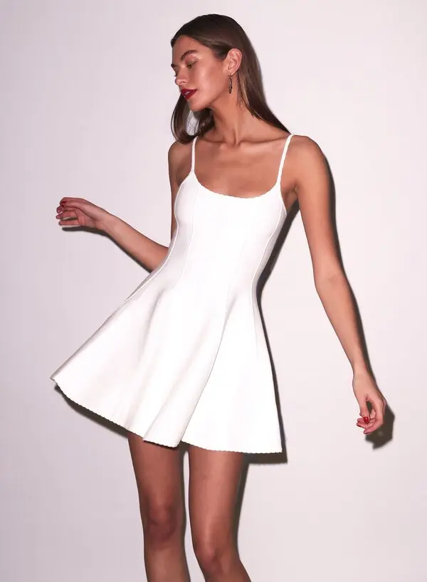 FLEUR DU MAL Flared Corset Mini Dress - Ivory