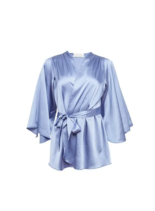 Fleur Du Mal Angel Sleeve Robe - Denim Blue