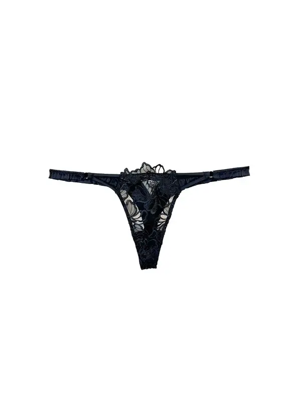 Fleur Du Mal Whitney Embroidery Thong - Black