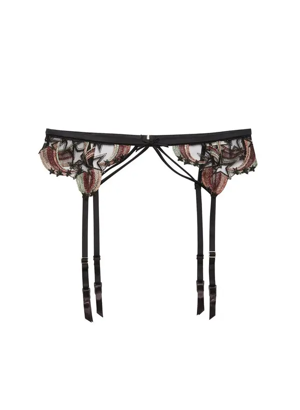 Fleur Du Mal Shooting Star Embroidery Garter Belt In Black - 30% Off |  Editorialist