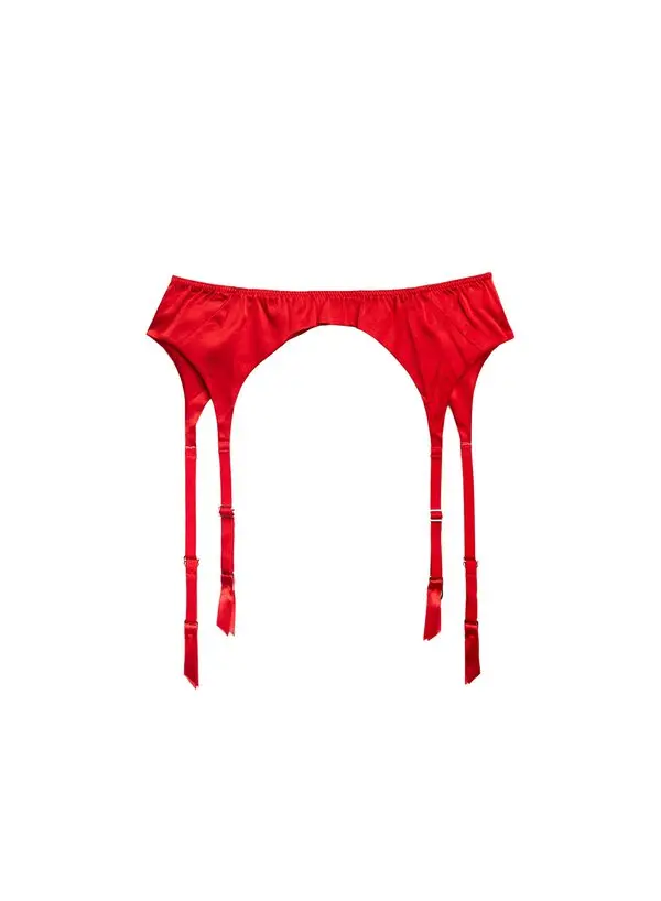 Fleur Du Mal Luxe Classic Garter Belt - Rouge