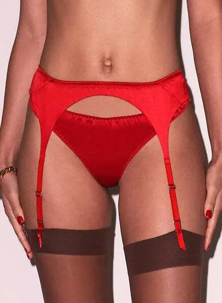 FLEUR DU MAL Luxe Classic Garter Belt - Rouge
