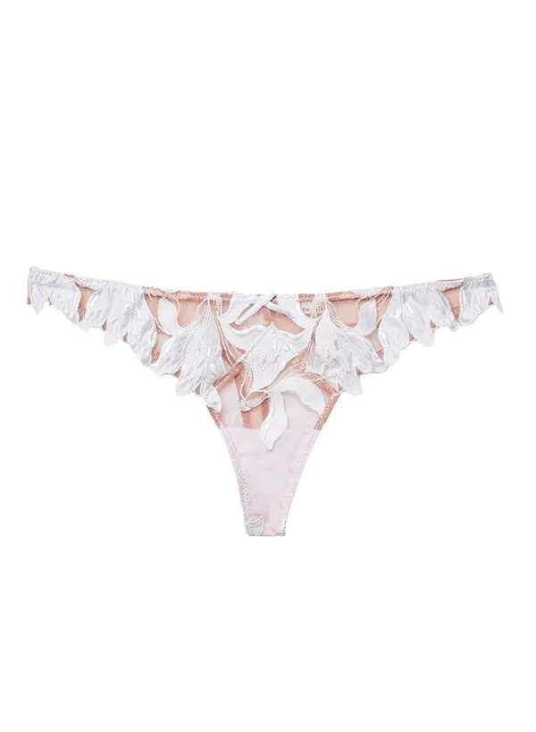 Fleur Du Mal Lily Embroidery Hipster Thong - Ivory