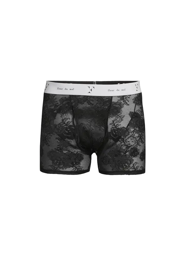 Fleur Du Mal Bouquet Lace Boxer Brief - Black