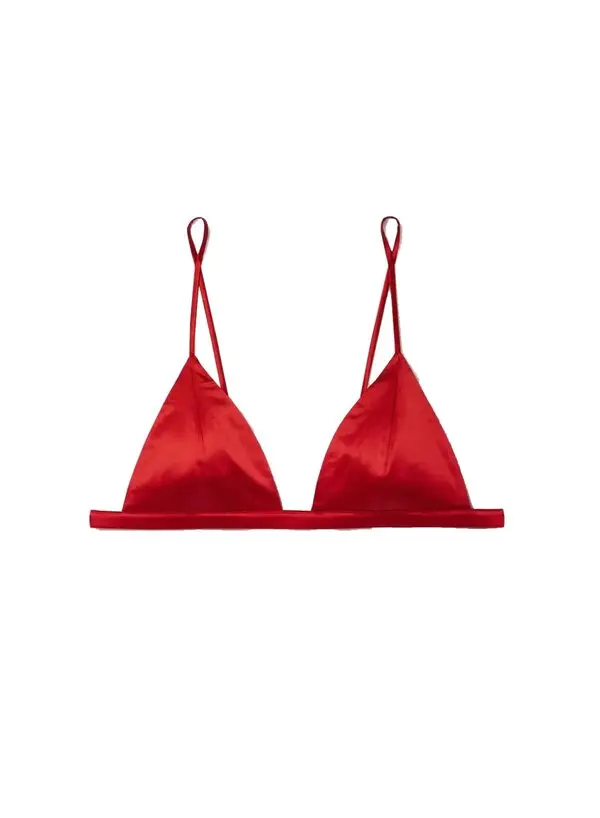 Fleur Du Mal Luxe Triangle Bra - Rouge