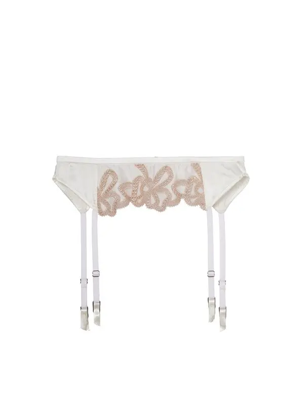 Fleur Du Mal Bow Guipure Garter Belt - Ivory