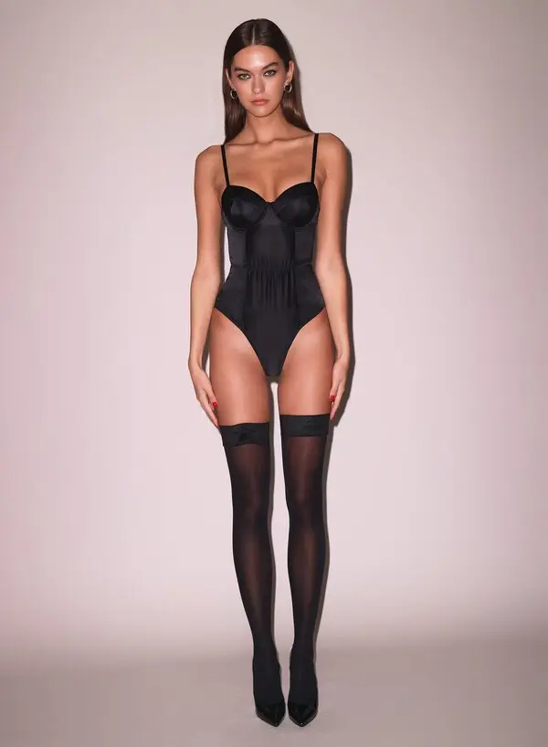 Fleur Du Mal Opaque Stay Up Stockings - Black