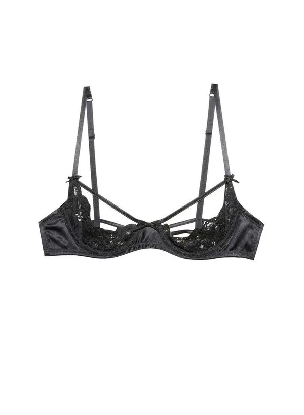 Fleur Du Mal Charlotte Peekaboo Bra - Black