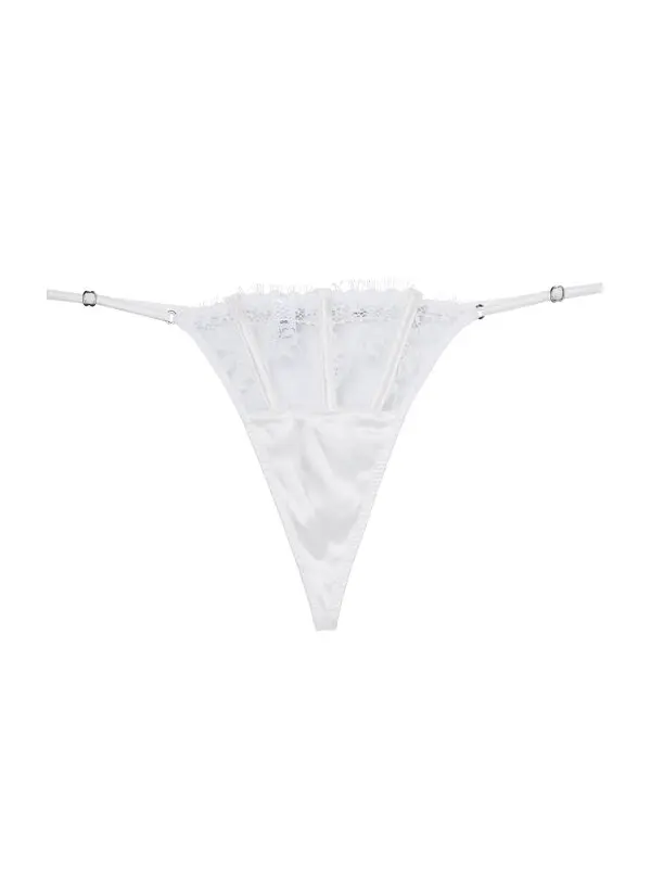 Fleur Du Mal Frankie Lace V-string - Ivory
