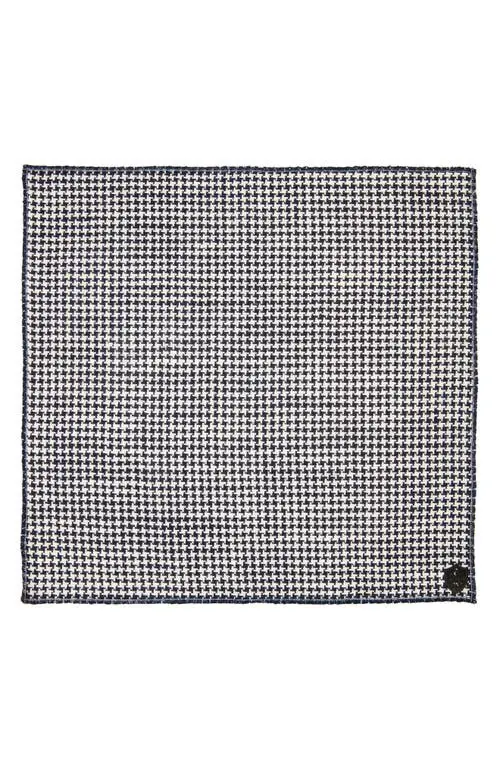 CLIFTON WILSON Houndstooth Cotton Pocket Square - Navy