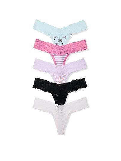Pink 5-pack Wink™ Thong Panties - Print