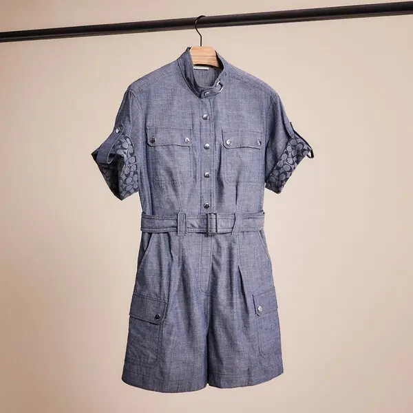 COACH® Restored Belted Romper - Chambray