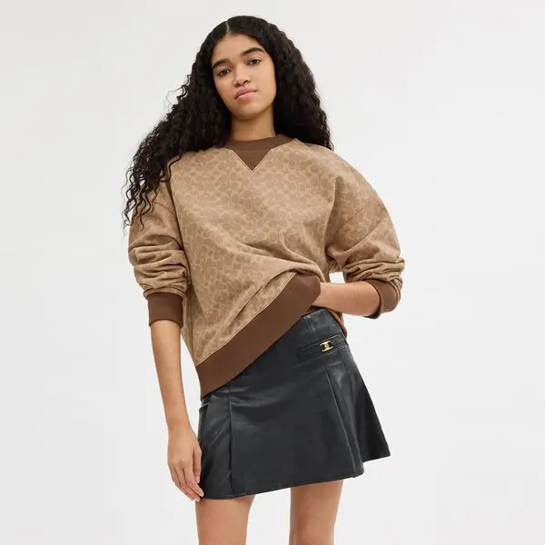 COACH Essential Signature Crewneck - Tan Signature