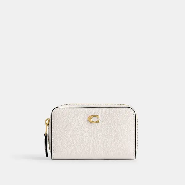 COACH Essential Small Zip Around Card Case - Brass/chalk