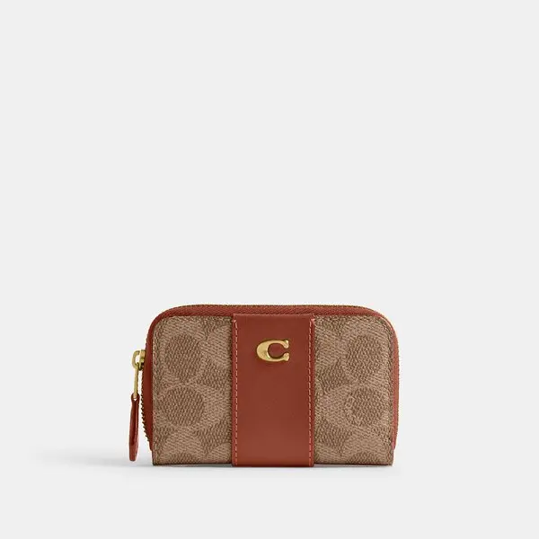 COACH Essential Zip Around Card Case In Signature Canvas