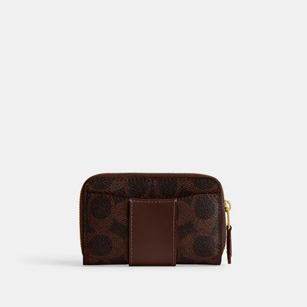 Coach Essential Small Zip Around Card Case In Signature Canvas