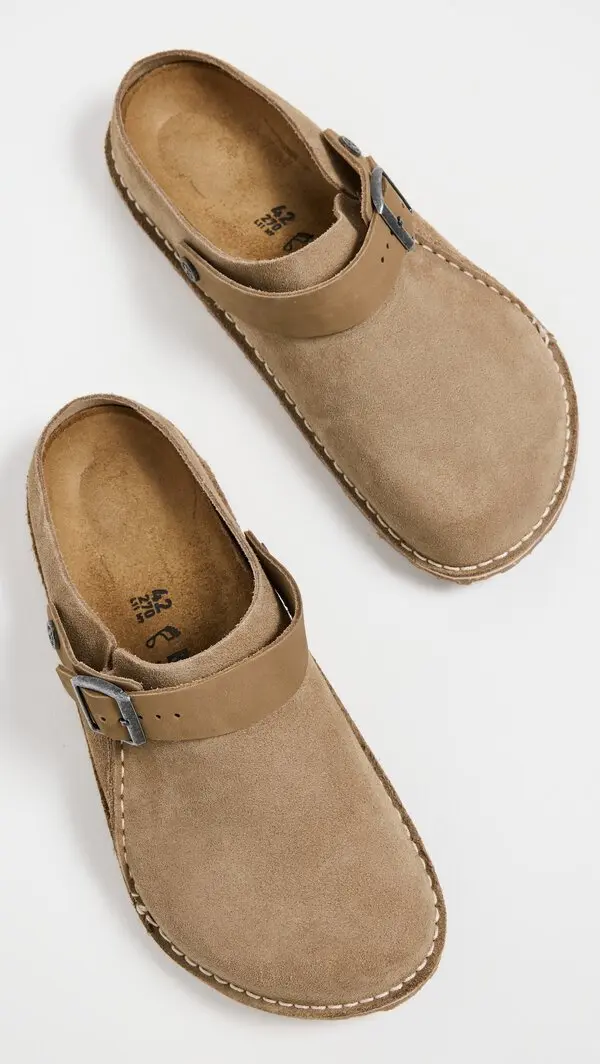 BIRKENSTOCK Lutry Premium Suede Clog - Gray Taupe