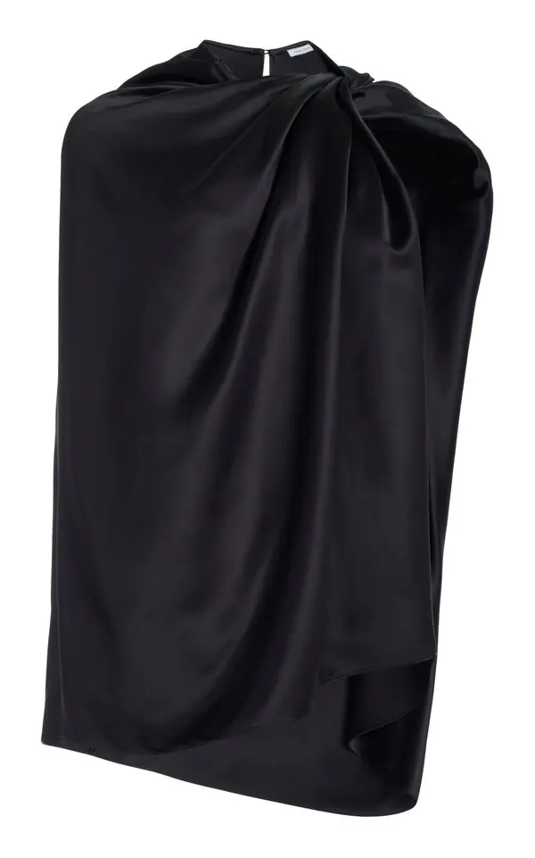 Marina Moscone Twisted Satin Capelet - Black