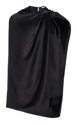 Marina Moscone Twisted Satin Capelet - Black