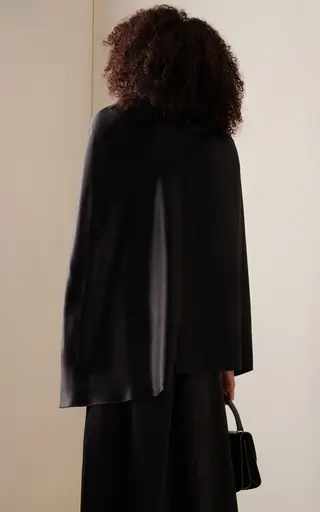 Marina Moscone Twisted Satin Capelet - Black