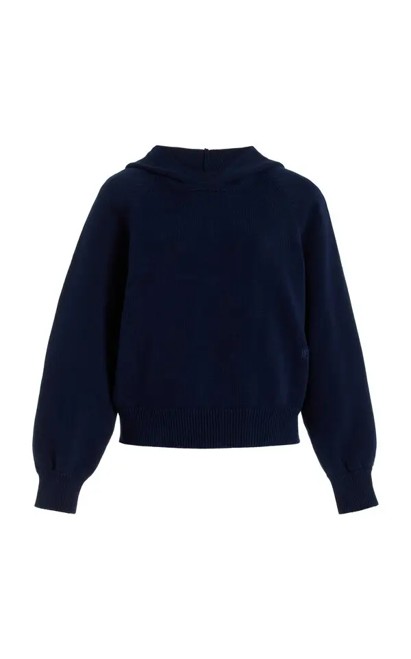 HIGH SPORT Park Hooded Knit Cotton Sweater - Navy