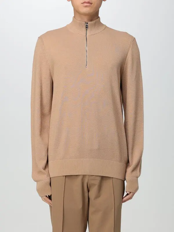 BOSS Quarter Zip Sweater - Beige