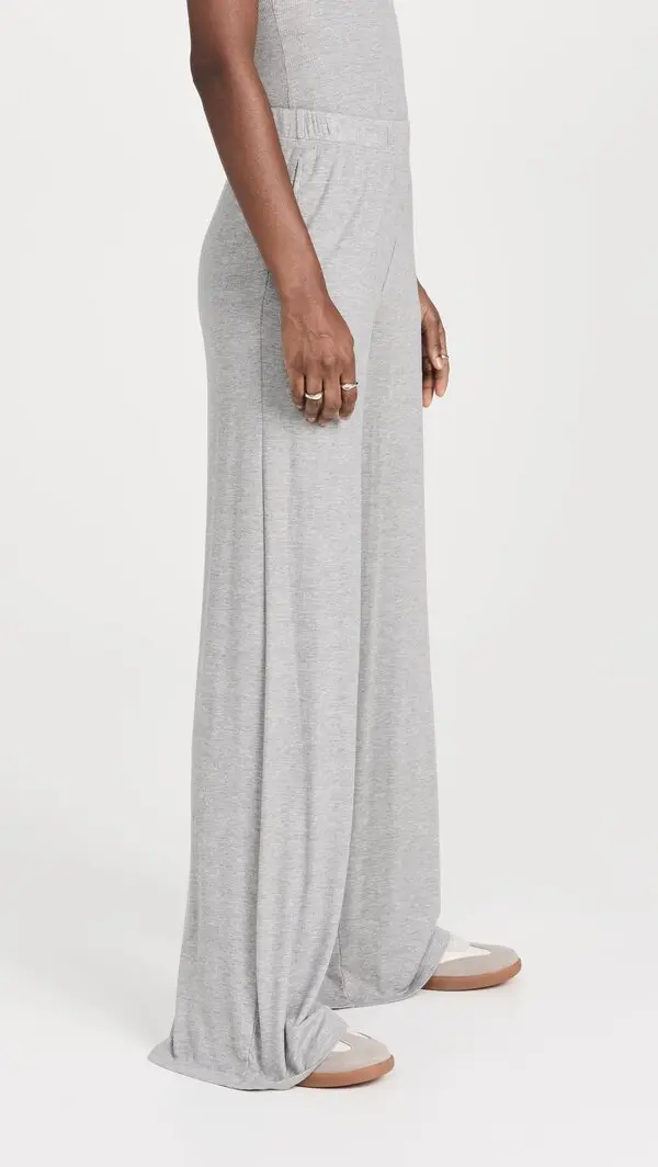 Sprwmn Ribbed Wide Leg Pants - Heather Grey