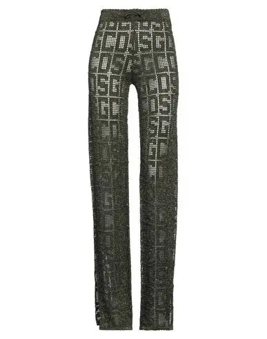 Gcds Crochet Knit Logo Print Metallic Pants - Green