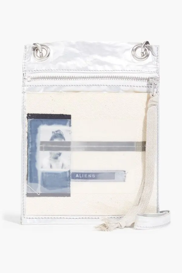 Rick Owens Iridescent Coated Cotton, Canvas And Plastic Messenger Bag - Silver