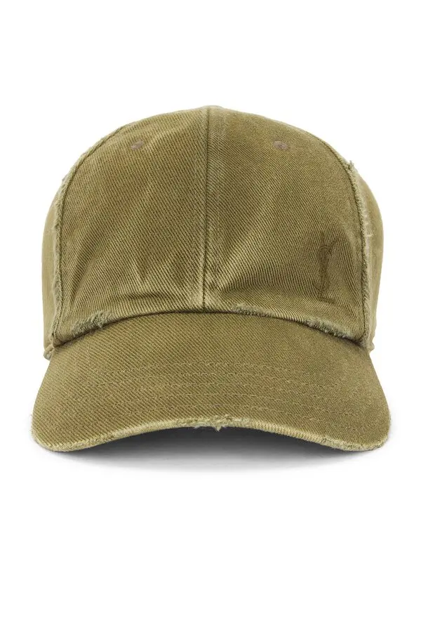 Saint Laurent Washed Denim Cap - Khaki