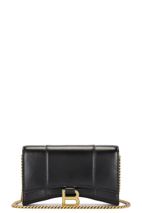 Balenciaga Hourglass Wallet On Chain - Black
