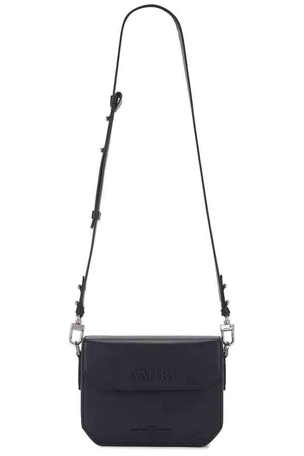 Amiri Nappa Leather Flap Crossbody Bag In Black - 45% Off