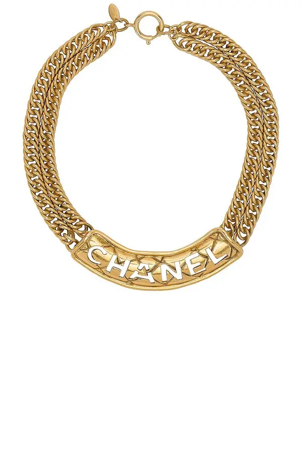 Chanel Logo Chain Necklace - Gold