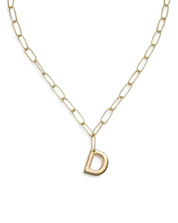 Ettika Paperclip Link Chain Initial Pendant Necklace - D