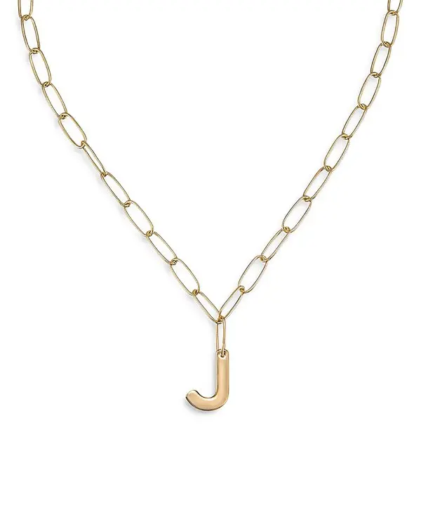 Ettika Paperclip Link Chain Initial Pendant Necklace - J